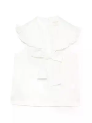 SHUSHU/TONG Sleeveless Top With Ruffled Sailor Collar And Bow Detail