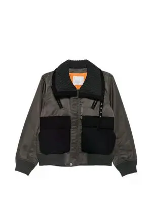 Sacai Buckle-collar Panelled Bomber Jacket