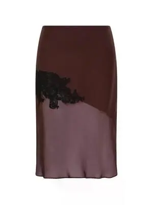 SIR. Noria Lace Appliqué Midi Skirt - Red