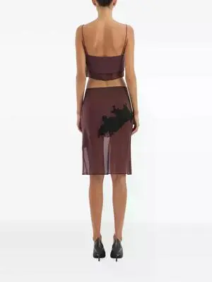 SIR. Noria Lace Appliqué Midi Skirt - Red