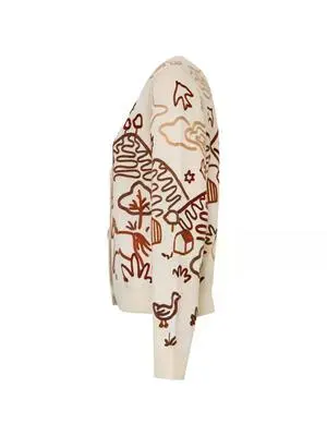 Farm Rio Countryside Cornelli Embroidered Knit Cardigan