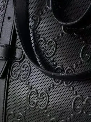 Gucci Gg Embossed Perforated Leather Medium Tote Bag