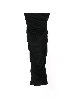 Alex Perry Strapless Ruched Mesh Dress - Black