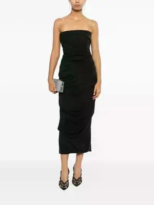 Alex Perry Strapless Ruched Mesh Dress - Black