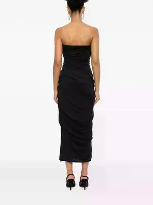 Alex Perry Strapless Ruched Mesh Dress - Black
