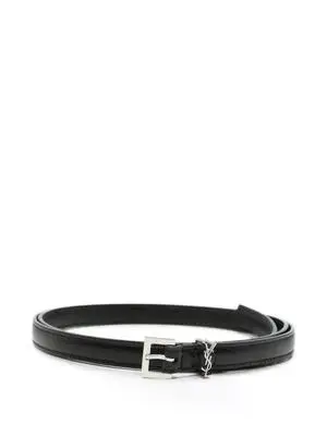Saint Laurent Cassandre Extra Thin Belt In Smooth Leather - Black