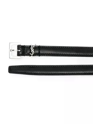 Saint Laurent Cassandre Extra Thin Belt In Smooth Leather
