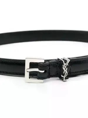 Saint Laurent Cassandre Extra Thin Belt In Smooth Leather