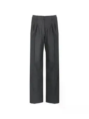 Loulou De Saison Sbire Pleated Wool Trousers - Grey