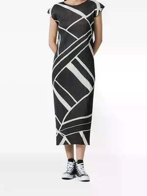 Issey Miyake Fold Line Pleated Midi Dress