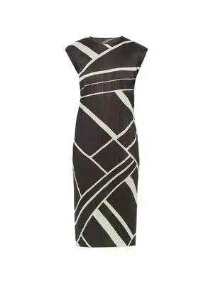 Issey Miyake Fold Line Pleated Midi Dress - Grey