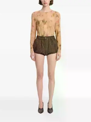 Magda Butrym Floral-print Pleated Bodysuit