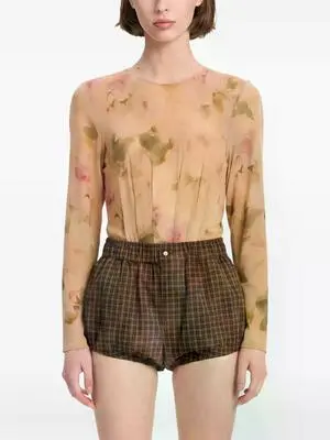 Magda Butrym Floral-print Pleated Bodysuit