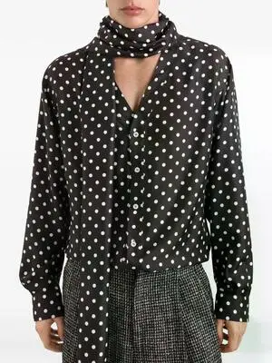 Dolce & Gabbana Polka Dot-print Silk Twill Martini Shirt - Black
