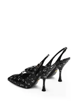 Dolce & Gabbana Floral-print Calfskin Slingback Heeled Pumps