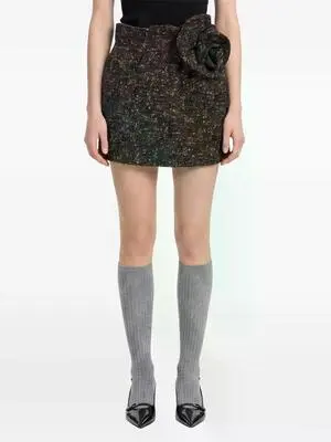 Magda Butrym Tweed Floral Applique Mini Skirt