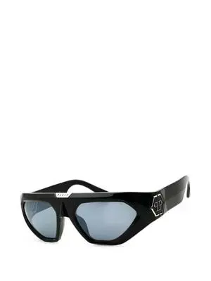 Philipp Plein Geometric-frame Logo-plaque Sunglasses - Black