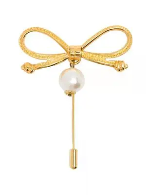 FERRAGAMO Tone Bow Pearl Brooch