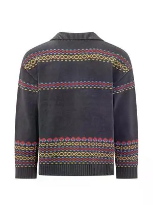 FOUND Isles Horse-intarsia Zip-up Cardigan