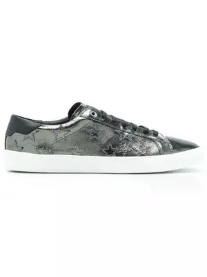 Saint Laurent Court Star-patch Crackle-effect Sneakers