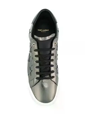 Saint Laurent Court Star-patch Crackle-effect Sneakers