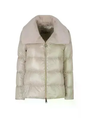 Herno Padded Jacket With Faux Fur Collar - Neutrals