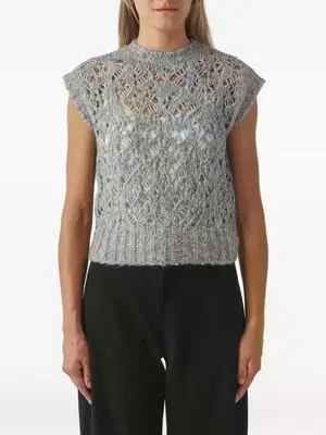 Max Mara Albero Pointelle-knit Vest - Grey