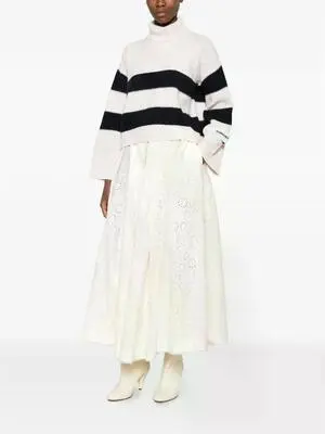 Erika Cavallini Cable-knit Striped High Neck Sweater - Neutrals