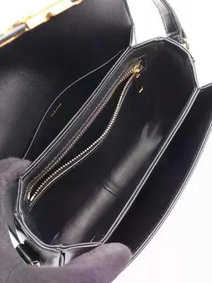 Celine Shiny Calfskin Triomphe Crossbody Bag - Black