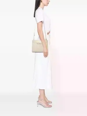 Balenciaga 2017 Leather Perforated Logo Navy Pochette Crossbody Bag