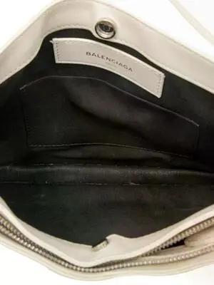 Balenciaga 2017 Leather Perforated Logo Navy Pochette Crossbody Bag