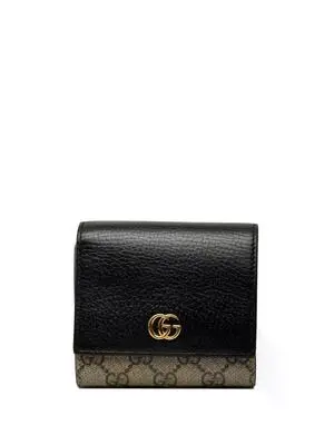 Gucci 2000-2026 Medium Bicolor Gg Marmont And Gg Supreme Compact Wallet Small Wallets - Black