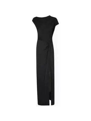 Federica Tosi Draped Detail Side Slit Maxi Dress - Black