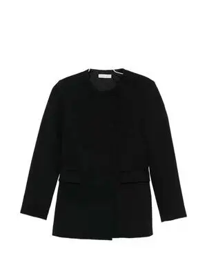 Liviana Conti Collarless Double-breasted Coat - Black