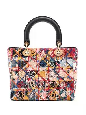 Dior 2000-2026 Medium Embroidered Peace And Love Patchwork Lady Satchel
