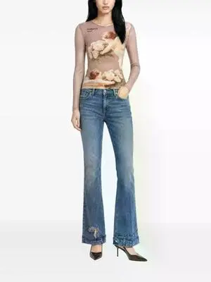Fiorucci Bouquet Angels Print Mesh Top