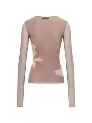Fiorucci Bouquet Angels Print Mesh Top
