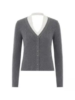 ELEH Ribbed-knit Layered Cardigan