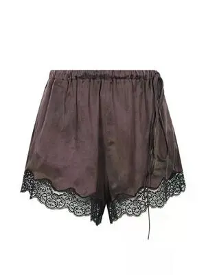 Andamane Lune Lace-trim Shorts - Brown