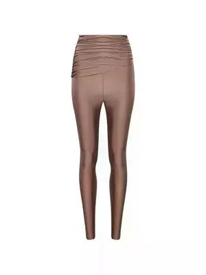 Andamane Vicky Ruched Metallic-finish Leggings - Neutrals