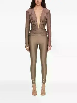 Andamane Vicky Ruched Metallic-finish Leggings - Neutrals