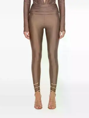 Andamane Vicky Ruched Metallic-finish Leggings - Neutrals