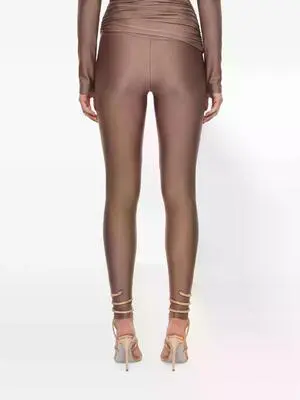 Andamane Vicky Ruched Metallic-finish Leggings - Neutrals