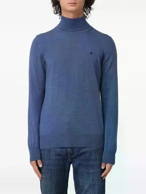 BROOKSFIELD Logo-embroidered Roll-neck Sweater - Blue