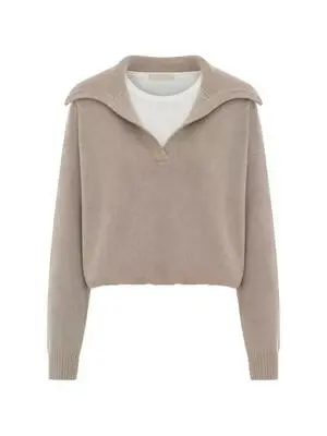 ELEH Layered Spread-collar Sweater - Brown