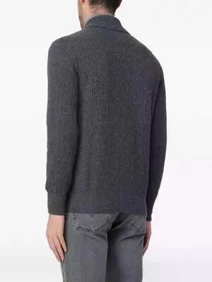 BROOKSFIELD Ribbed-knit Wool Cardigan With Shawl Collar - Grey