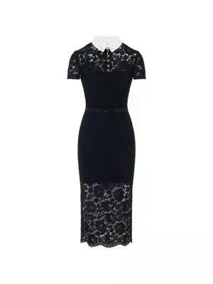 SELF-PORTRAIT Belted Lace Panel Dress
