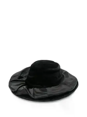 Junya Watanabe Faux-fur Ruched-brim Hat - Black