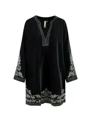 SCARLETT POPPIES Embellished Velvet Mini Dress