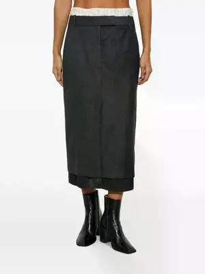 RÓHE Layered-design Slit-detail Midi Skirt